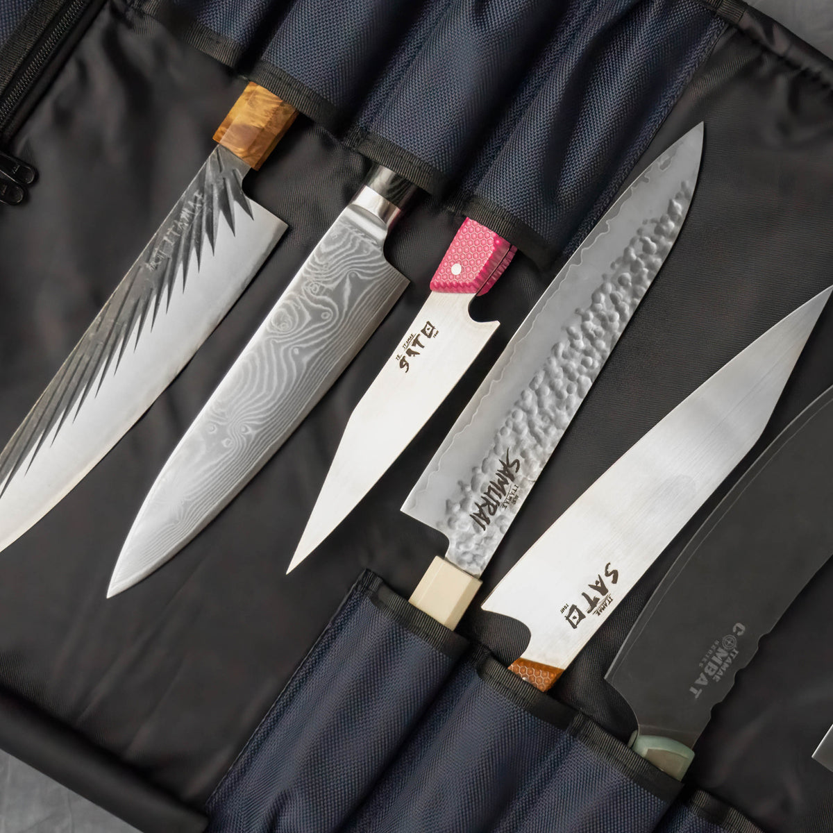 Navy Ballistic Knifebag for Chefs | 10-Slot Pro Roll by ITAMAE