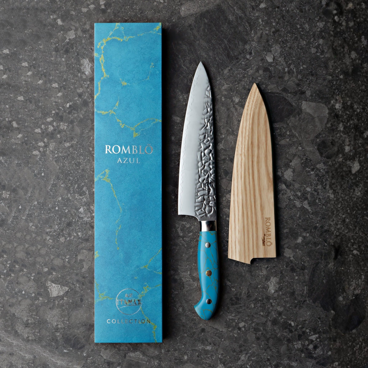 Romblō Azul – Blue Marble Chef Knife by ITAMAE | Limited Collection